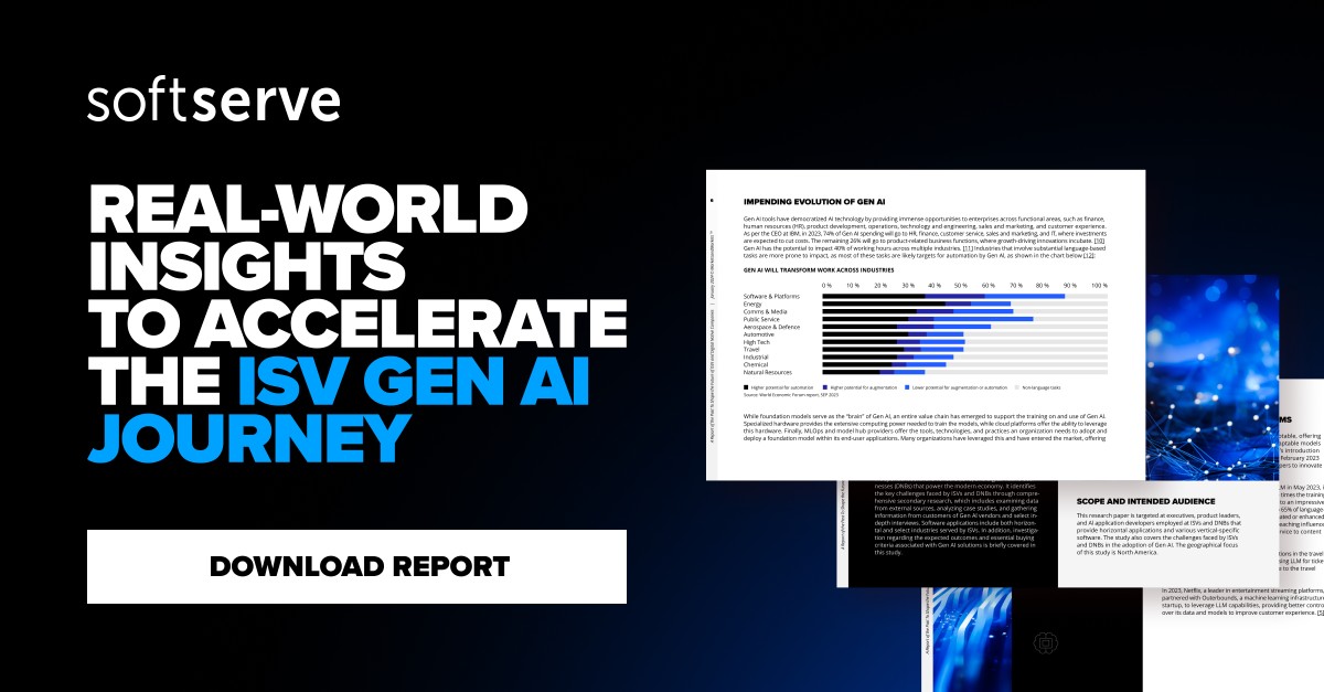 New Gen AI Report for ISVs and DNBs to Transform Their Business | SoftServe New Gen AI Report for ISVs and DNBs to Transform Their Business | SoftServe