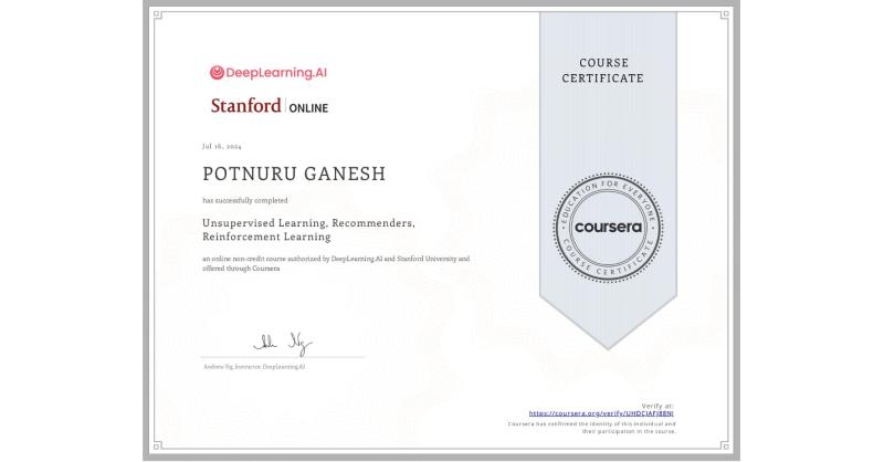 POTNURU GANESH on LinkedIn: Completion Certificate for Unsupervised ... POTNURU GANESH on LinkedIn: Completion Certificate for Unsupervised ...