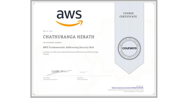 Chathuranga Herath on LinkedIn: Completion Certificate for AWS ... Chathuranga Herath on LinkedIn: Completion Certificate for AWS ...