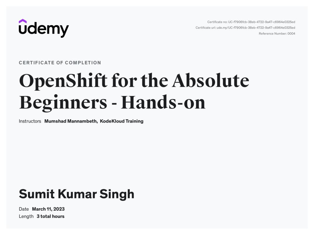 SUMIT KUMAR SINGH on LinkedIn: Udemy Course Completion Certificate SUMIT KUMAR SINGH on LinkedIn: Udemy Course Completion Certificate
