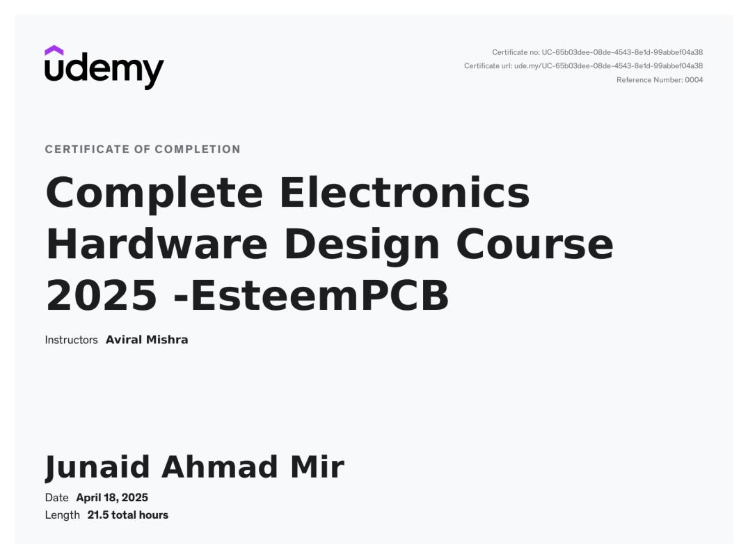 Udemy Course Completion Certificate | Junaid Ahmad Mir Udemy Course Completion Certificate | Junaid Ahmad Mir
