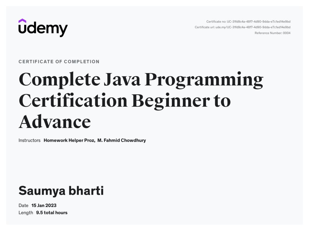 Saumya bharti on LinkedIn: Udemy Course Completion Certificate Saumya bharti on LinkedIn: Udemy Course Completion Certificate