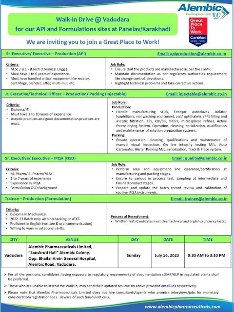 Pharma Job Vacancy on LinkedIn: Alembic Pharma Walk In Interview For ... Pharma Job Vacancy on LinkedIn: Alembic Pharma Walk In Interview For ...