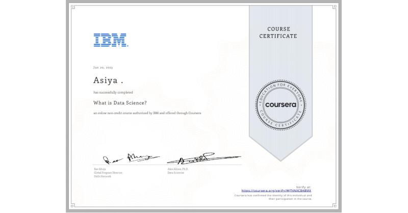 Syed Asiya on LinkedIn: Completion Certificate for What is Data Science? Syed Asiya on LinkedIn: Completion Certificate for What is Data Science?