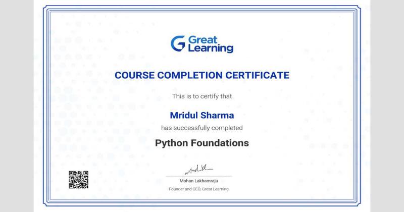Mridul Sharma on LinkedIn: Mridul Sharma successfully completed Python ... Mridul Sharma on LinkedIn: Mridul Sharma successfully completed Python ...