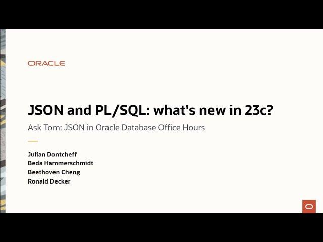 Julian Dontcheff on LinkedIn: JSON and PL/SQL: what's new in 23c? Julian Dontcheff on LinkedIn: JSON and PL/SQL: what's new in 23c?