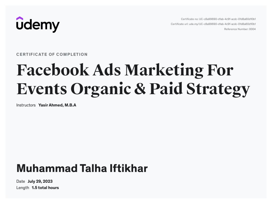 Muhammad Talha Iftikhar on LinkedIn: Udemy Course Completion Certificate Muhammad Talha Iftikhar on LinkedIn: Udemy Course Completion Certificate