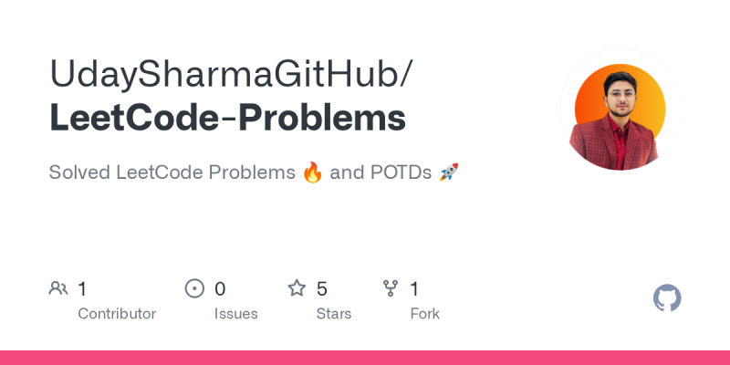 Uday Sharma on LinkedIn: GitHub - UdaySharmaGitHub/LeetCode-Problems ... Uday Sharma on LinkedIn: GitHub - UdaySharmaGitHub/LeetCode-Problems ...