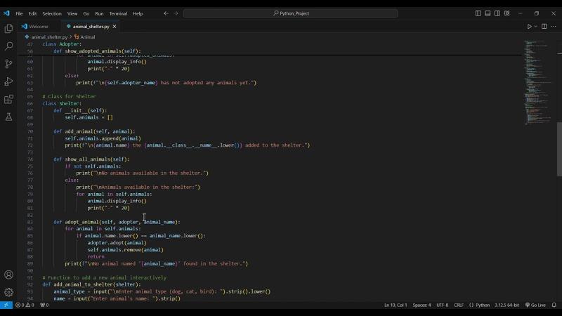 Python Project || Animal Shelter Management System || My First Python ... Python Project || Animal Shelter Management System || My First Python ...