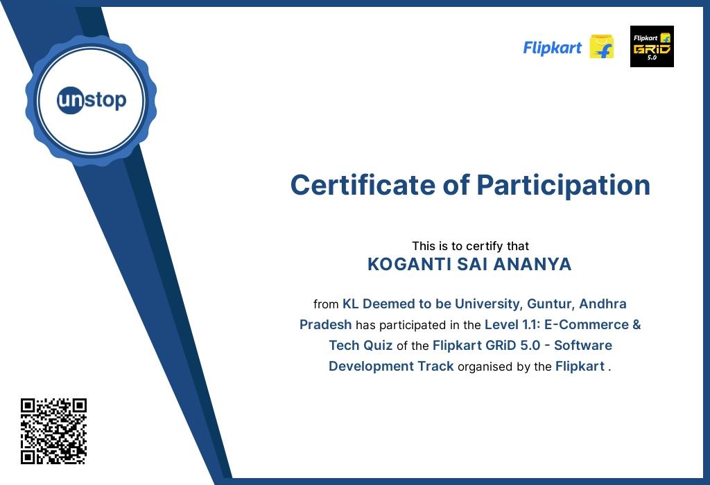 Sai Ananya Koganti on LinkedIn: Certificate of Participation Sai Ananya Koganti on LinkedIn: Certificate of Participation