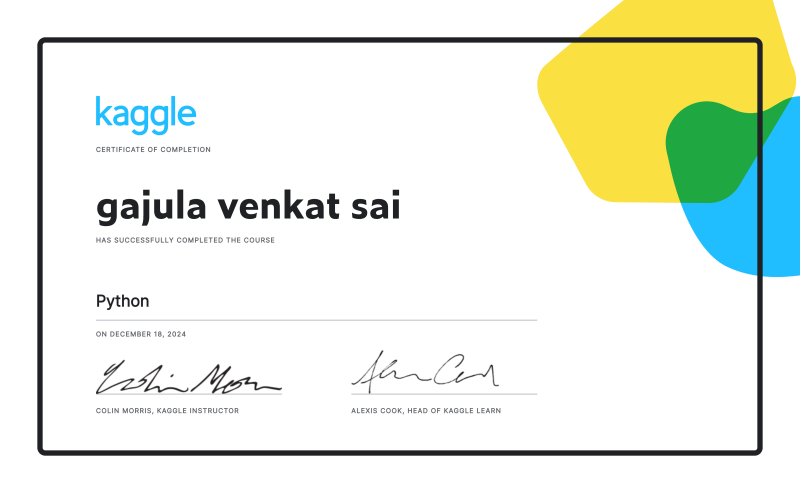 Venkat Sai Gajula on LinkedIn: gajula venkat sai completed the Python ... Venkat Sai Gajula on LinkedIn: gajula venkat sai completed the Python ...
