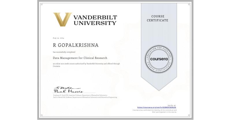 Gopal krishna R on LinkedIn: Completion Certificate for Data Management ... Gopal krishna R on LinkedIn: Completion Certificate for Data Management ...