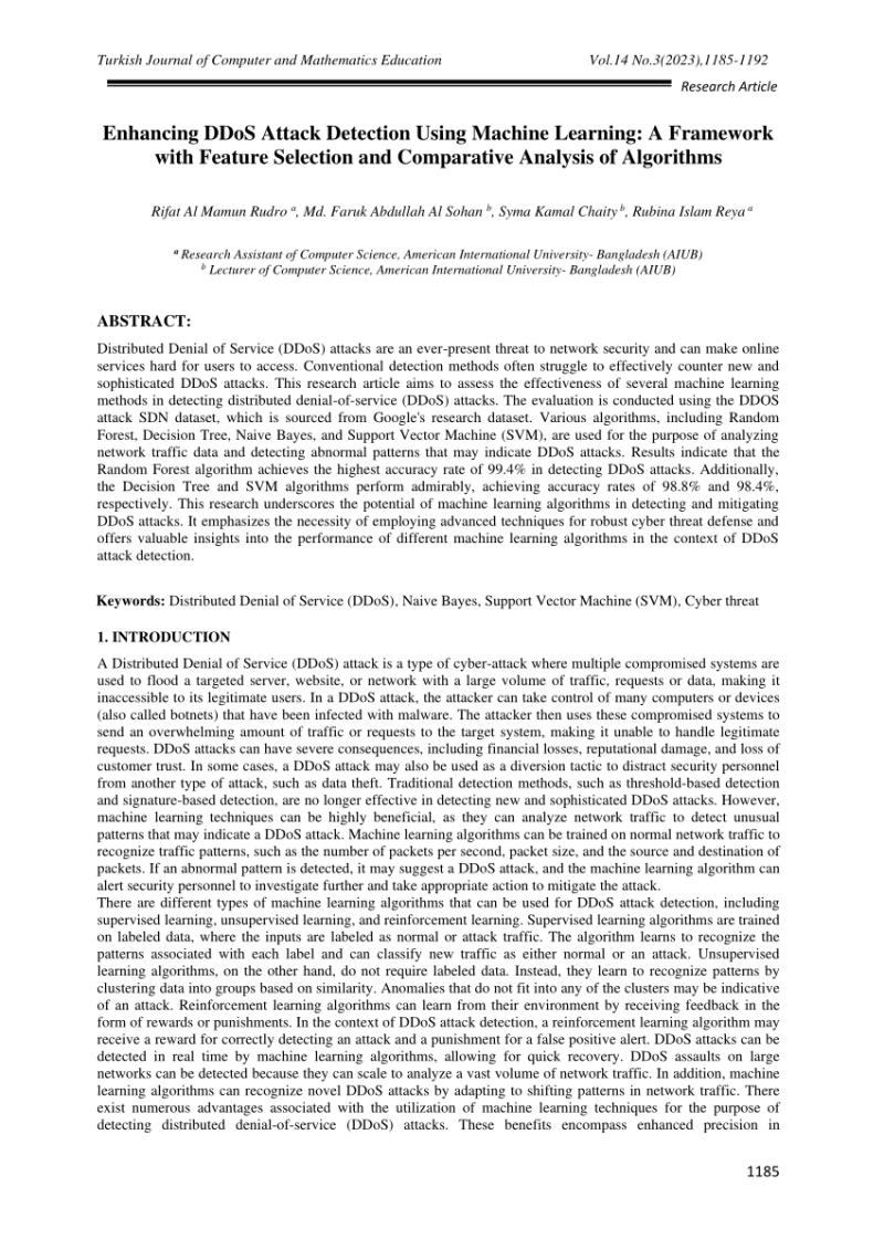 Rifat Al Mamun Rudro on LinkedIn: (PDF) Enhancing DDoS Attack Detection ... Rifat Al Mamun Rudro on LinkedIn: (PDF) Enhancing DDoS Attack Detection ...