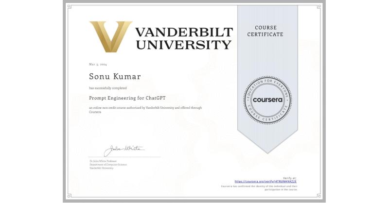 Sonu Kumar on LinkedIn: Completion Certificate for Prompt Engineering ... Sonu Kumar on LinkedIn: Completion Certificate for Prompt Engineering ...