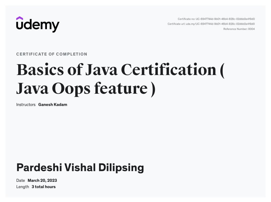 vishal pardeshi on LinkedIn: Udemy Course Completion Certificate vishal pardeshi on LinkedIn: Udemy Course Completion Certificate
