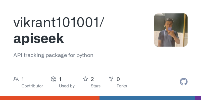 GitHub - vikrant101001/apiseek: API tracking package for python ... GitHub - vikrant101001/apiseek: API tracking package for python ...
