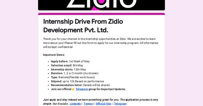 #Internship #Drive from Zidio Development Pvt. | Zidio Development #Internship #Drive from Zidio Development Pvt. | Zidio Development