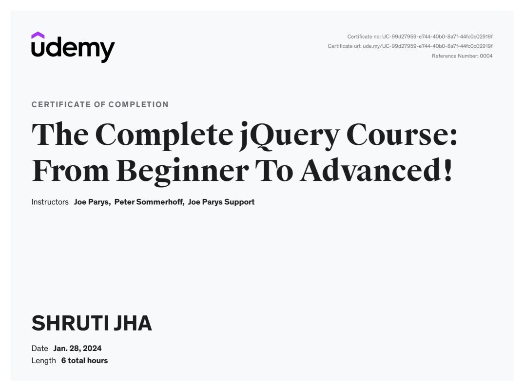 Shruti Jha on LinkedIn: Udemy Course Completion Certificate Shruti Jha on LinkedIn: Udemy Course Completion Certificate