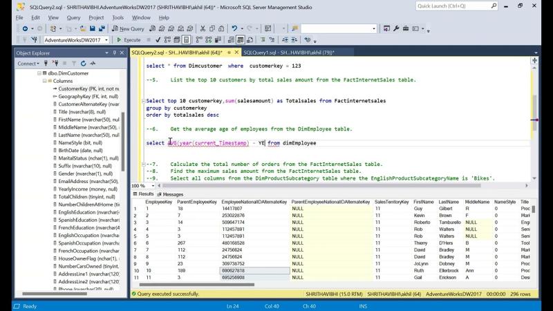 SQL Queries for beginners based on Adventureworks data | Akhila kovuri SQL Queries for beginners based on Adventureworks data | Akhila kovuri