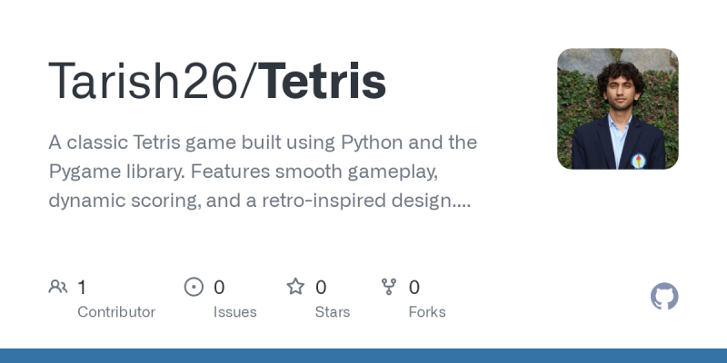 Tarish Sharma on LinkedIn: GitHub - Tarish26/Tetris: A classic Tetris ... Tarish Sharma on LinkedIn: GitHub - Tarish26/Tetris: A classic Tetris ...