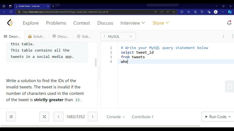 Sanjoli Vashisth on LinkedIn: LeetCode SQL: Invalid Tweets | SQL Query ... Sanjoli Vashisth on LinkedIn: LeetCode SQL: Invalid Tweets | SQL Query ...