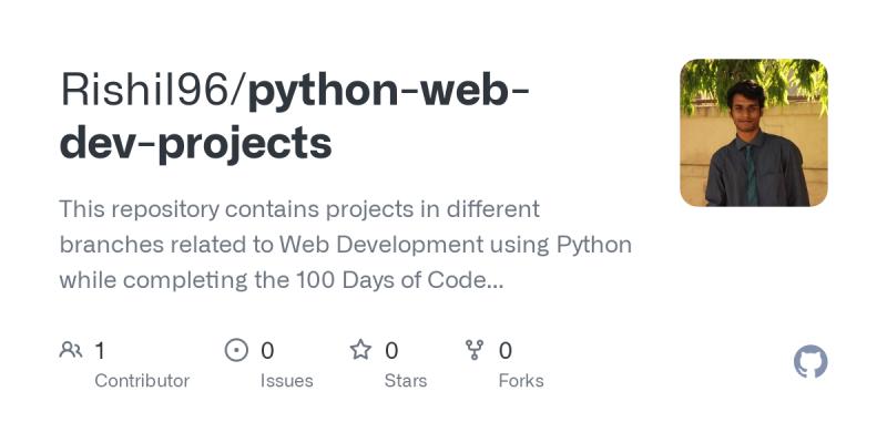 Rishil Ramesh on LinkedIn: GitHub - Rishil96/python-web-dev-projects ... Rishil Ramesh on LinkedIn: GitHub - Rishil96/python-web-dev-projects ...