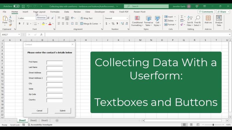 Jennifer Garth on LinkedIn: Collecting Userform Data in VBA: Textboxes ... Jennifer Garth on LinkedIn: Collecting Userform Data in VBA: Textboxes ...