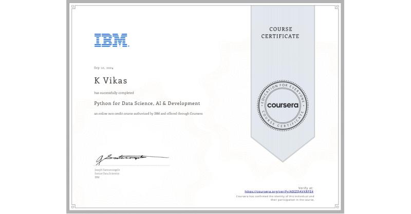 Completion Certificate for Python for Data Science, AI & Development ... Completion Certificate for Python for Data Science, AI & Development ...