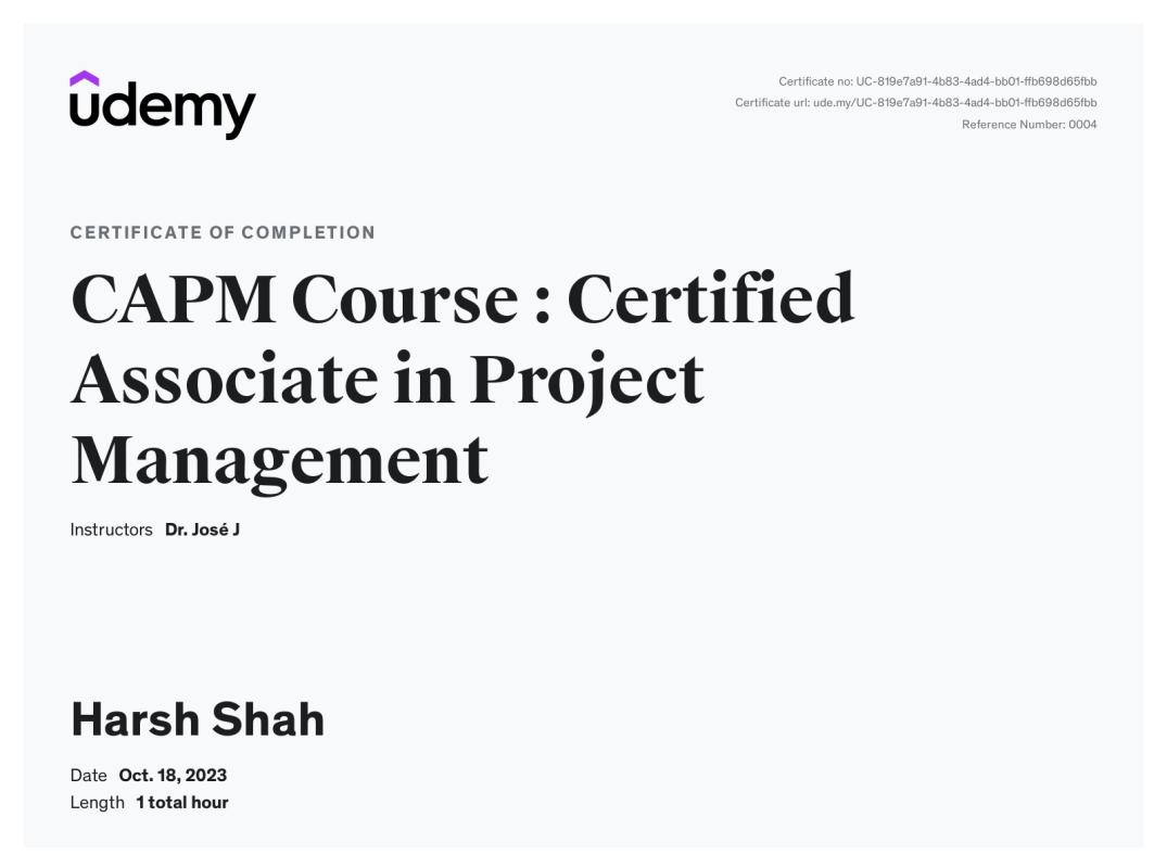 Harsh Shah on LinkedIn: Udemy Course Completion Certificate Harsh Shah on LinkedIn: Udemy Course Completion Certificate