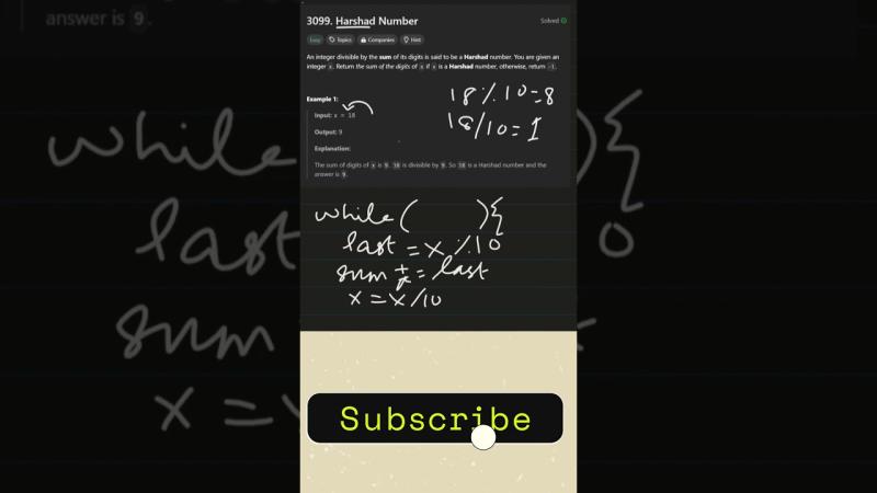 Leetcode 3099: Harshad Number | Beginner-Friendly | C/C++ #leetcode ... Leetcode 3099: Harshad Number | Beginner-Friendly | C/C++ #leetcode ...