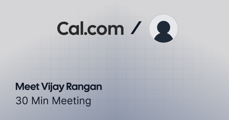 Vijay Rangan on LinkedIn: 30 Min Meeting | Vijay Rangan | Cal.com Vijay Rangan on LinkedIn: 30 Min Meeting | Vijay Rangan | Cal.com