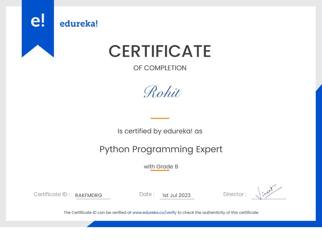 Rohit Kulkarni on LinkedIn: Check out Rohit's Certificate on Python ... Rohit Kulkarni on LinkedIn: Check out Rohit's Certificate on Python ...