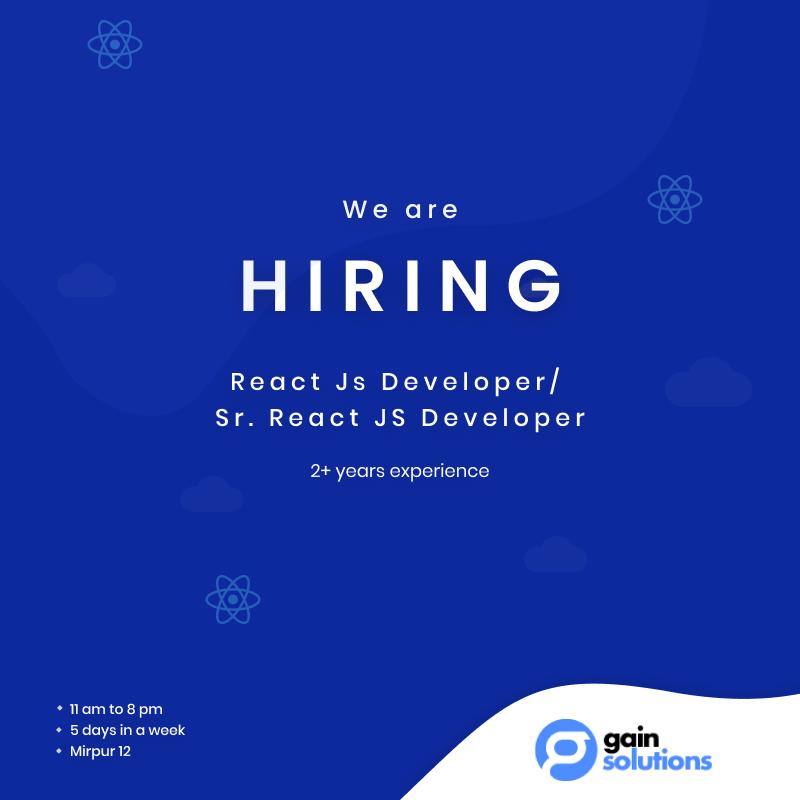 Gain Solutions Ltd on LinkedIn: React Js Developer/ Sr. React JS Developer. Gain Solutions Ltd on LinkedIn: React Js Developer/ Sr. React JS Developer.