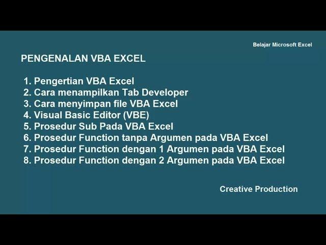BELAJAR EXCEL on LinkedIn: Belajar VBA Excel 1 : Pengenalan VBA Excel BELAJAR EXCEL on LinkedIn: Belajar VBA Excel 1 : Pengenalan VBA Excel