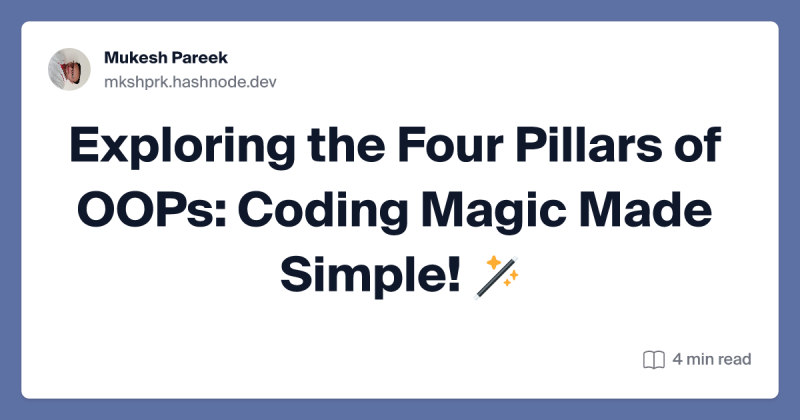 Mukesh Pareek on LinkedIn: 🌟 Exploring the Four Pillars of OOPs: Coding ... Mukesh Pareek on LinkedIn: 🌟 Exploring the Four Pillars of OOPs: Coding ...