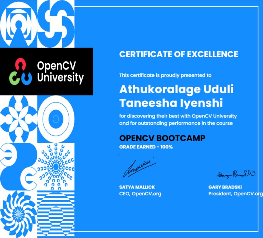 OpenCV Free OpenCV Bootcamp Certificate | OpenCV | Taneesha Iyenshi ... OpenCV Free OpenCV Bootcamp Certificate | OpenCV | Taneesha Iyenshi ...