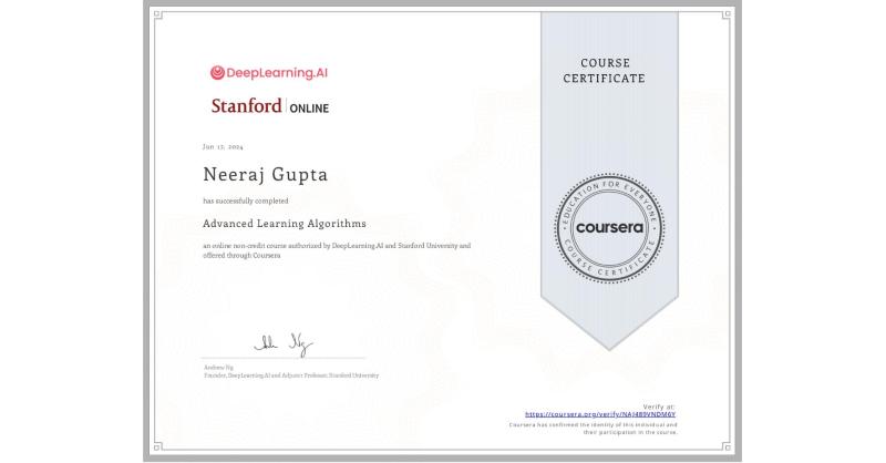 Neeraj Gupta on LinkedIn: Completion Certificate for Advanced Learning ... Neeraj Gupta on LinkedIn: Completion Certificate for Advanced Learning ...