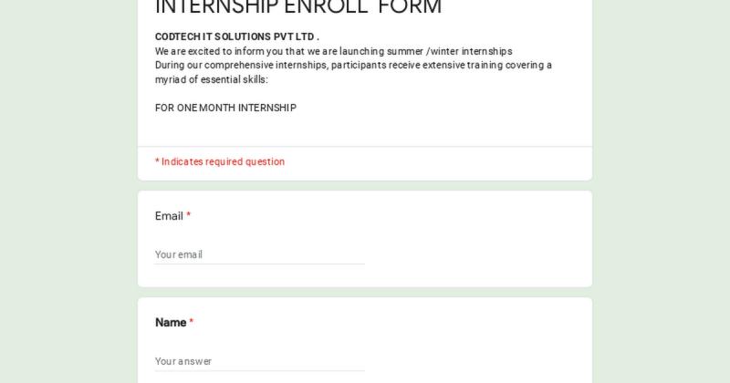 Kavya Nagapuri on LinkedIn: INTERNSHIP ENROLL FORM Kavya Nagapuri on LinkedIn: INTERNSHIP ENROLL FORM