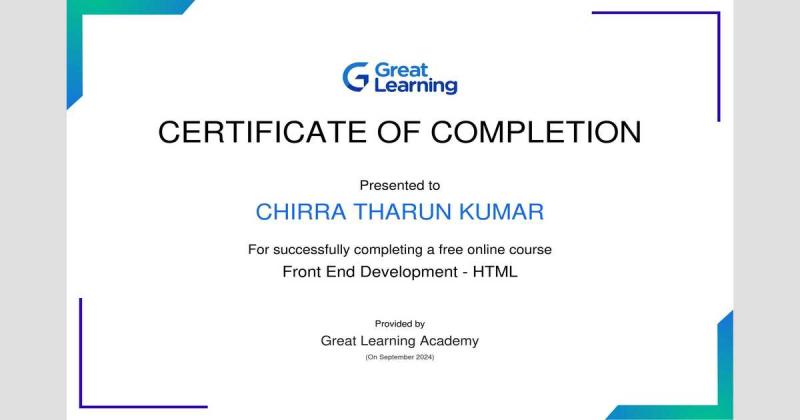 CHIRRA THARUN KUMAR on LinkedIn: Front End Development - HTML course ... CHIRRA THARUN KUMAR on LinkedIn: Front End Development - HTML course ...
