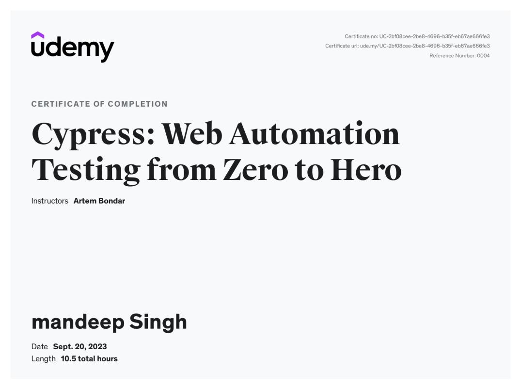 Mandeep Singh on LinkedIn: Udemy Course Completion Certificate Mandeep Singh on LinkedIn: Udemy Course Completion Certificate