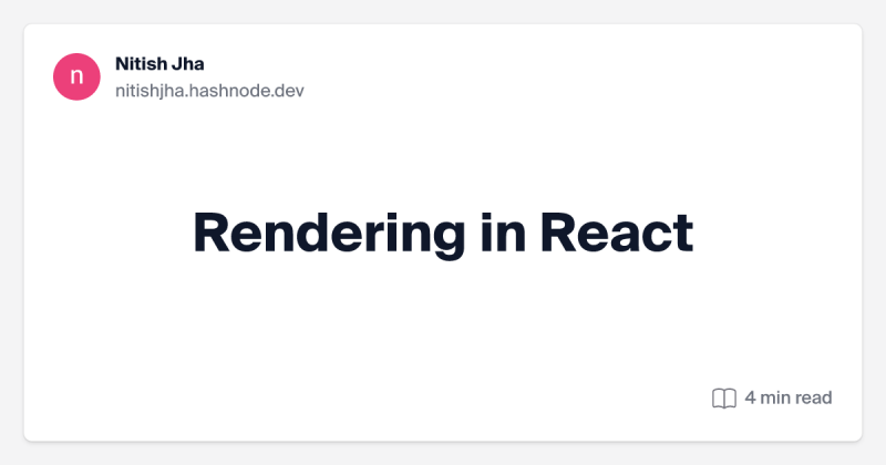 Nitish Jha on LinkedIn: Rendering in react Nitish Jha on LinkedIn: Rendering in react