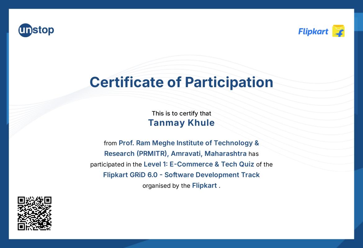 Tanmay Khule on LinkedIn: Certificate of Participation Tanmay Khule on LinkedIn: Certificate of Participation