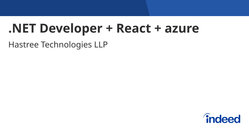 .NET Developer + React + azure - Chennai, Tamil Nadu - Indeed.com | Deepa A .NET Developer + React + azure - Chennai, Tamil Nadu - Indeed.com | Deepa A