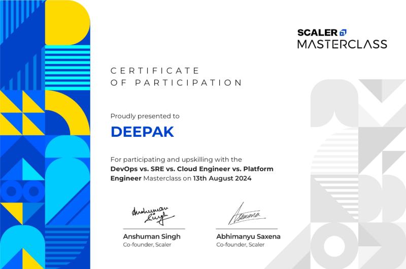 DEEPAK DADHEECH on LinkedIn: Certificate | DevOps vs. SRE vs. Cloud ... DEEPAK DADHEECH on LinkedIn: Certificate | DevOps vs. SRE vs. Cloud ...