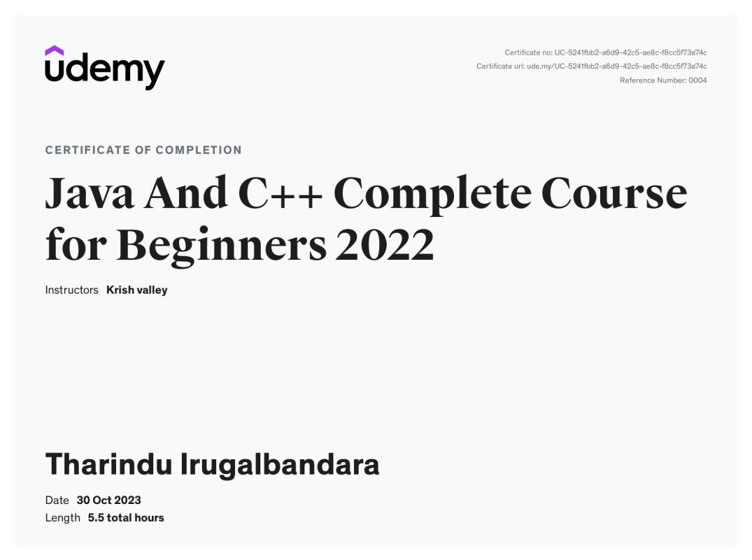 Tharindu Irugalbandara on LinkedIn: Udemy Course Completion Certificate Tharindu Irugalbandara on LinkedIn: Udemy Course Completion Certificate