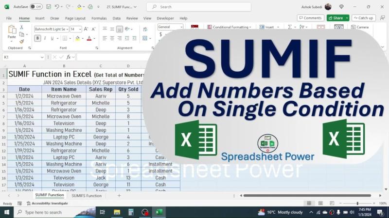 SUMIF Function in Excel | Learn Microsoft Excel SUMIF Function in Excel | Learn Microsoft Excel