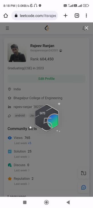 RAJEEV RANJAN on LinkedIn: #leetcode #success #leetcode #consistencymatters RAJEEV RANJAN on LinkedIn: #leetcode #success #leetcode #consistencymatters