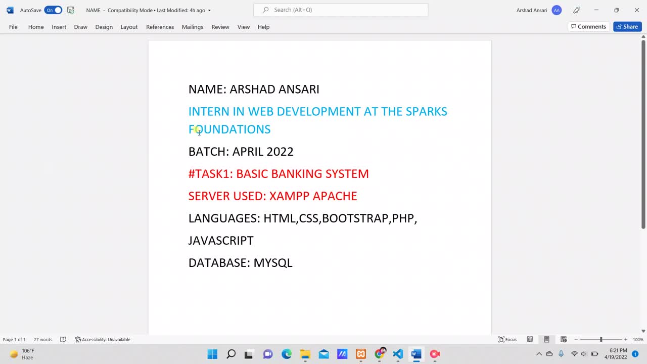 Arshad Ansari on LinkedIn: #task1 #webdevelopment #internship #html # ... Arshad Ansari on LinkedIn: #task1 #webdevelopment #internship #html # ...