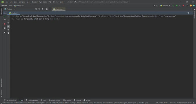 Jorge Fernández Pérez on LinkedIn: #python #programming #coding #chatbot Jorge Fernández Pérez on LinkedIn: #python #programming #coding #chatbot