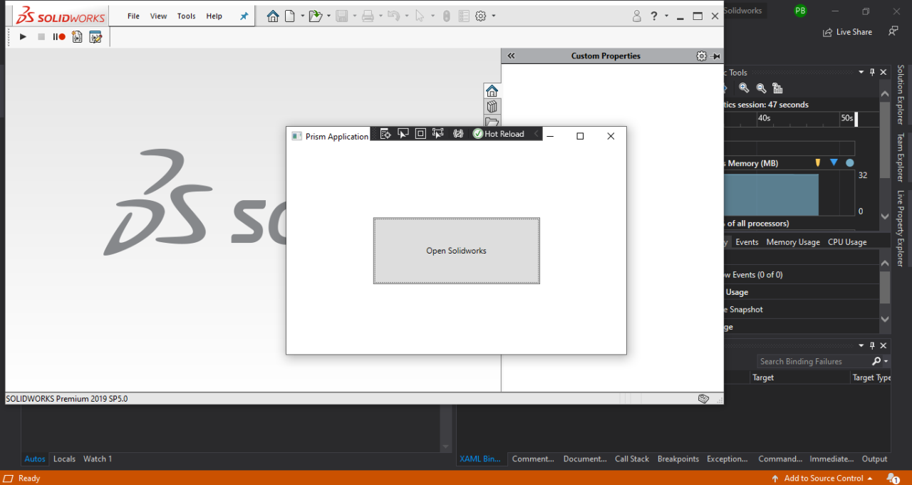 Solidworks C# API - Open Solidworks from WPF Desktop Application Solidworks C# API - Open Solidworks from WPF Desktop Application